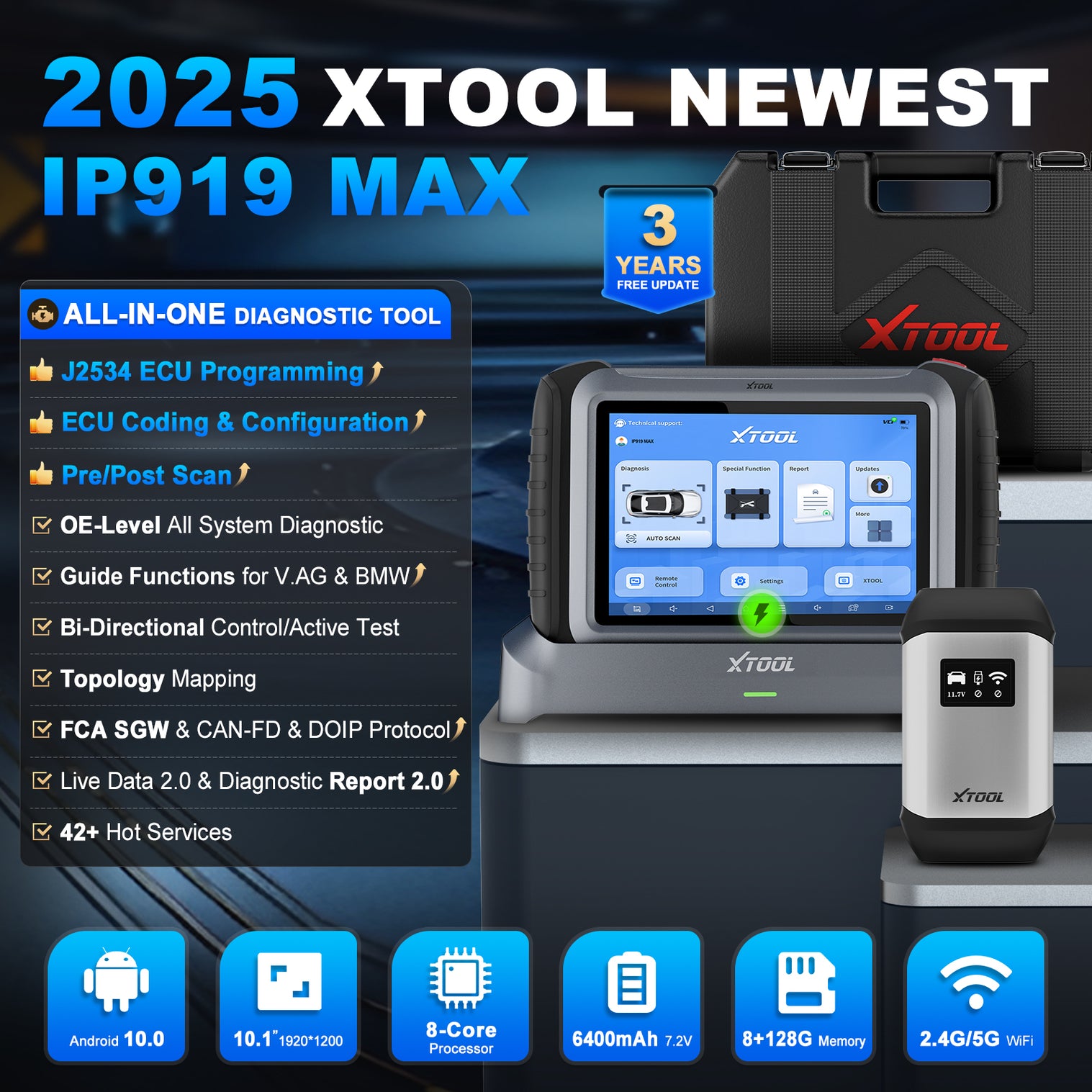 XTOOL IP919 MAX with J2534 Key Programmer Bidirectional OBD2 Scanner ...