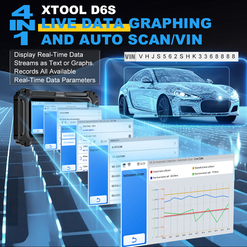 XTOOL D6S OBD2 Scanner Engine/Transmission OBD2 Car Scanner Diagnostic ...