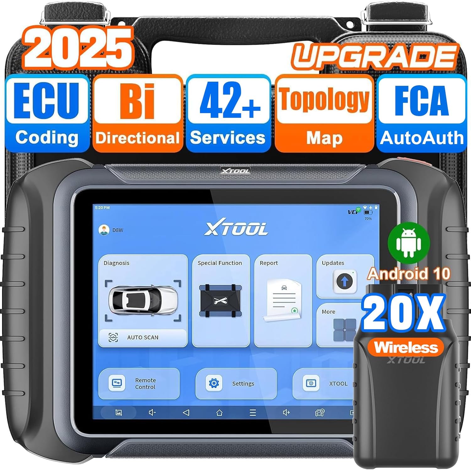 XTOOL D8W OBD2 Scanner Bidirectional Scan Tool with Topology Mapping ...