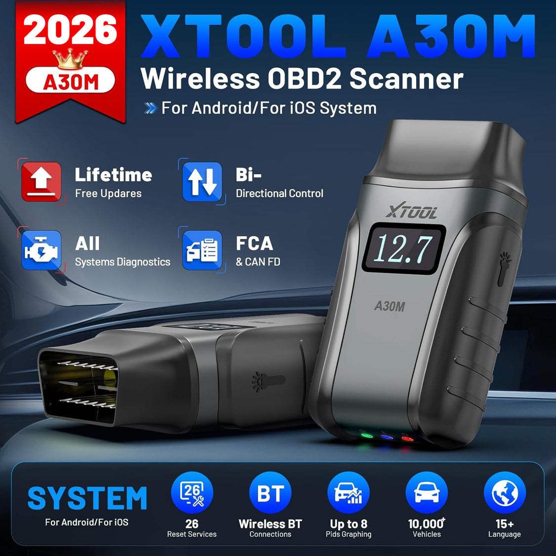 XTOOL Anyscan A30M BT Connection OBD2 Scanner Automatic Car Code Reader ...