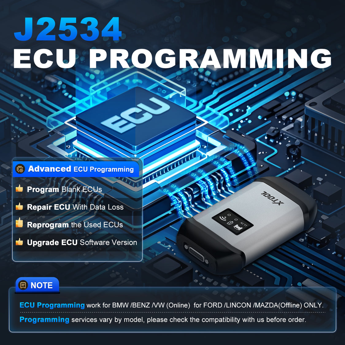 J2534 ECU Programming Car Diagnostic Tool – Xtool Official Car ...